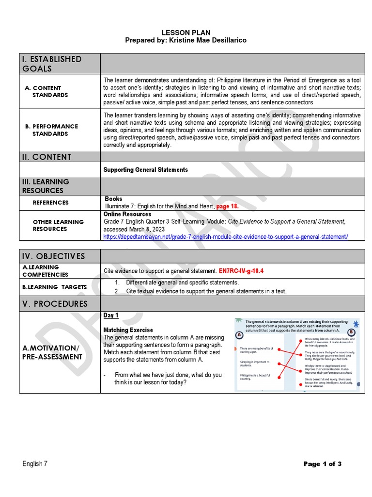Specific and General Statements | Download Free PDF | Learning ...