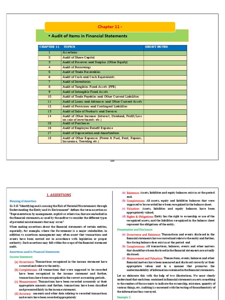 Audit Assertions in Financial Statements | PDF | Audit | Financial ...