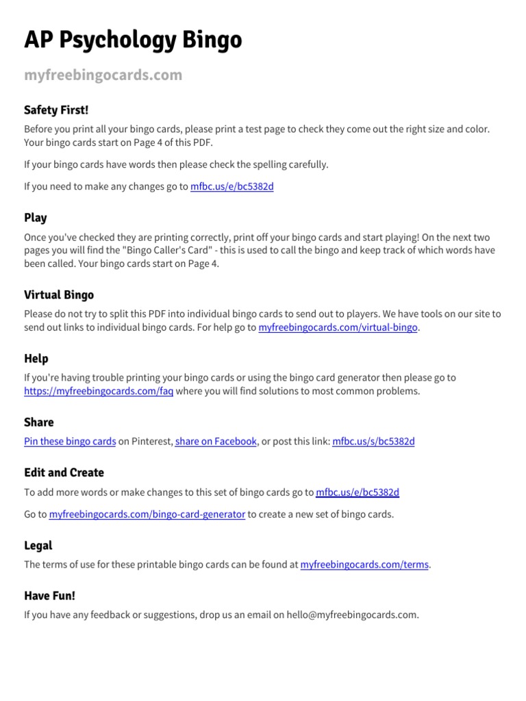 AP Psychology People Bingo | PDF