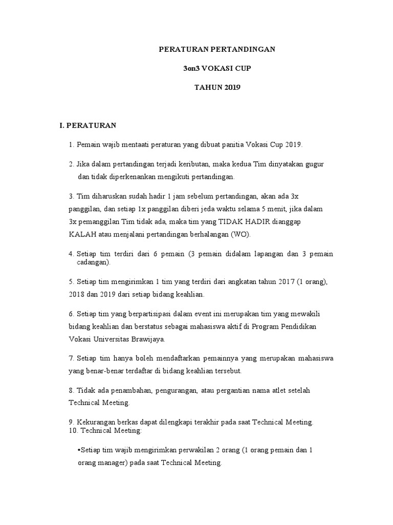 PERATURAN PERTANDINGAN Basket | PDF