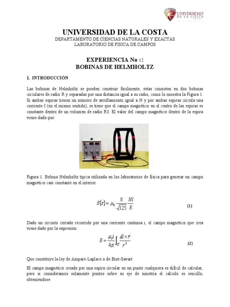 Campo Magnético de Bobinas de Helmholtz | PDF | Inductor | Campo magnético