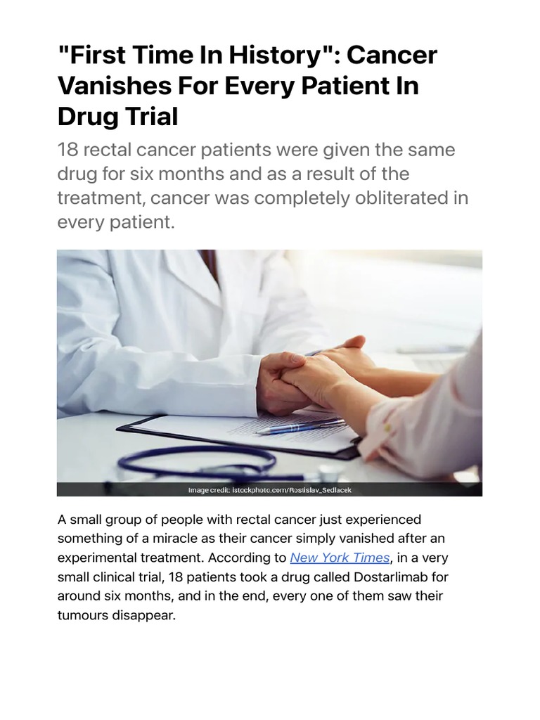 "First Time in History" - Cancer Vanishes For Every Patient in Drug ...
