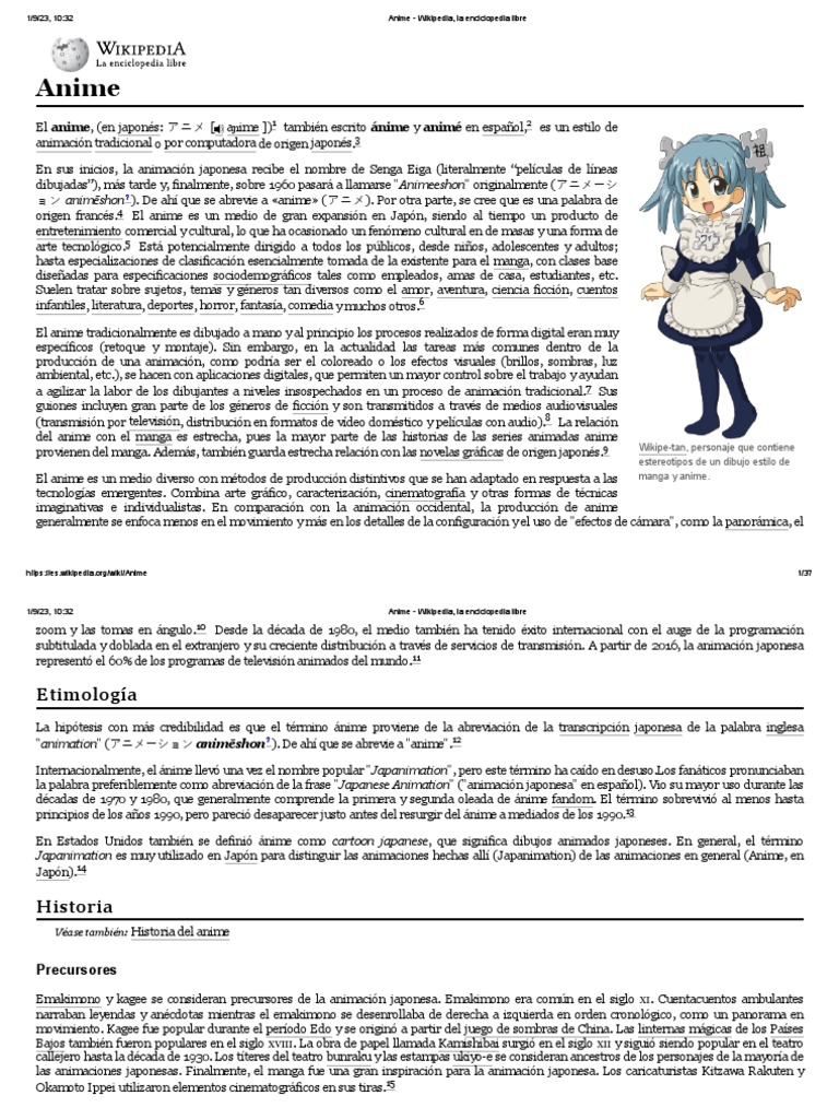 Anime - Wikipedia, La Enciclopedia Libre | PDF | Anime