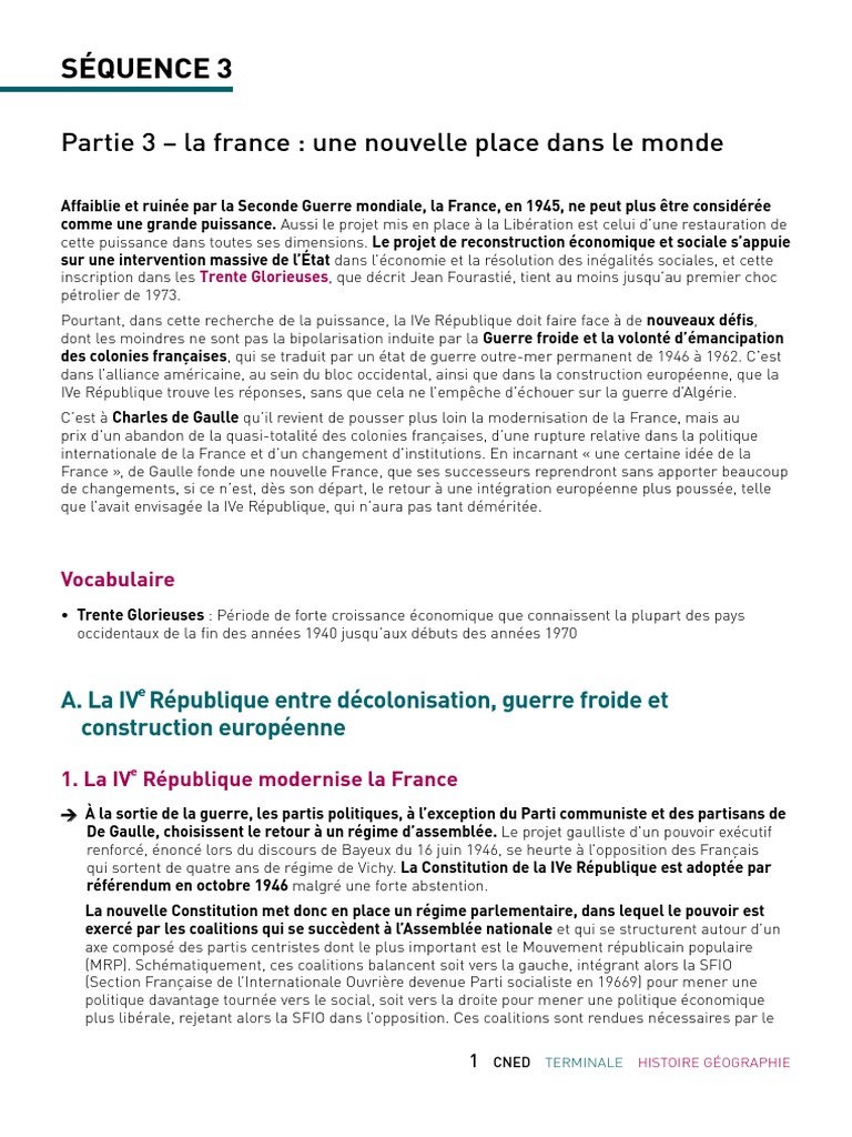 Cours: La France Une Nouvelle Place Dans Le Monde | PDF | Charles de ...