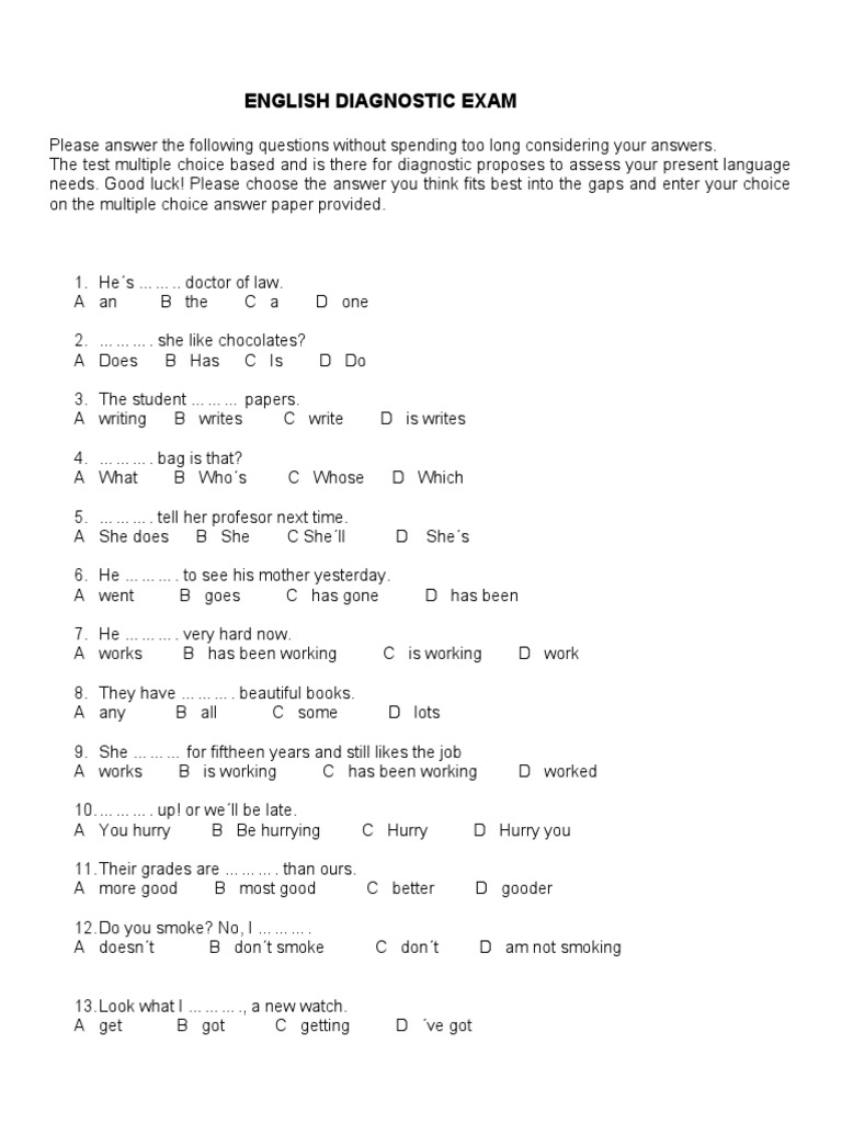 Diagnostic Exam PDF