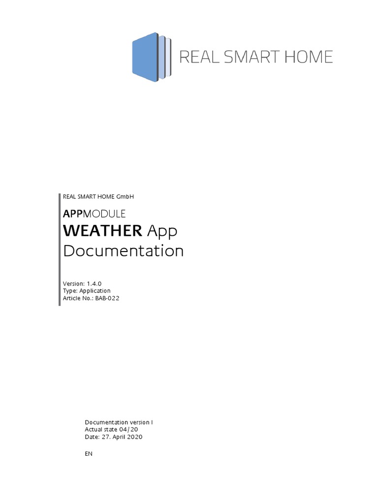 Documentation Weather App en 200427 1 | PDF | Mobile App | Weather Forecasting