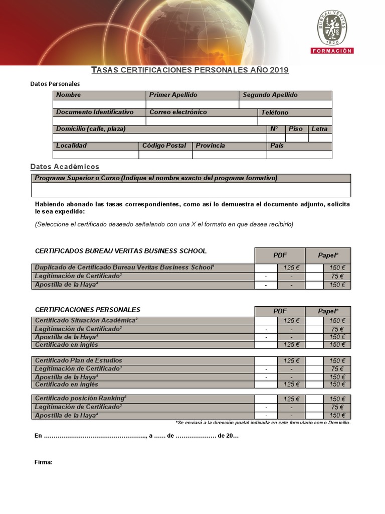 Formulario BVF 2019 | PDF