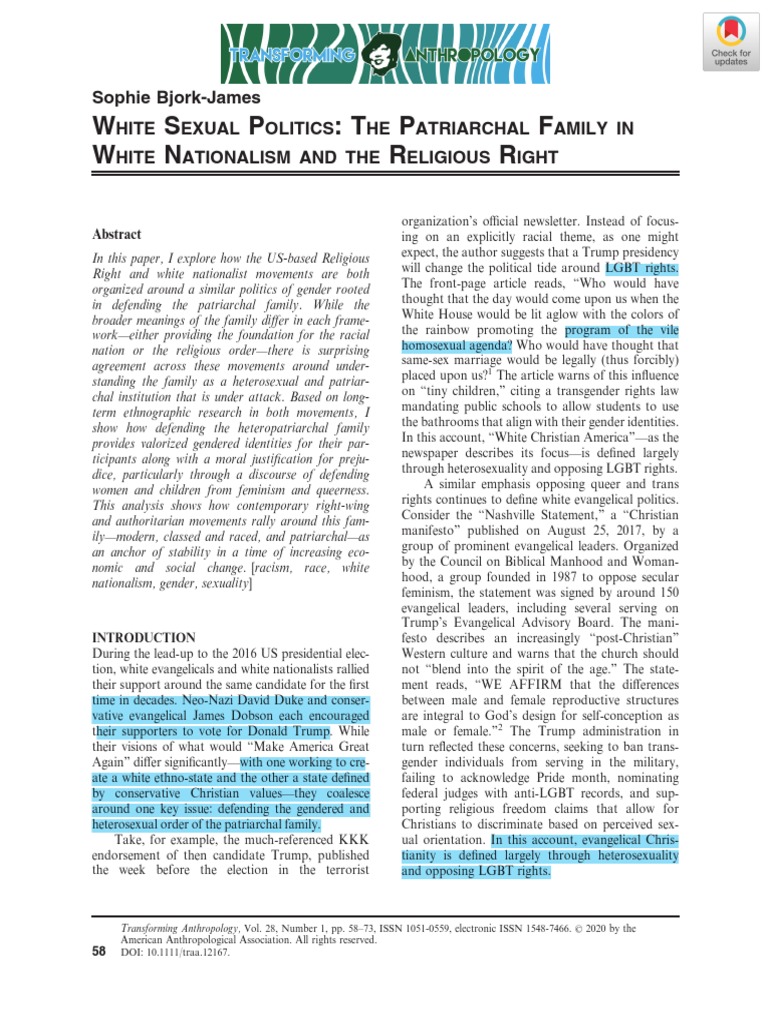 White Sexual Politics in Right-Wing Movements | PDF | Gender Studies ...