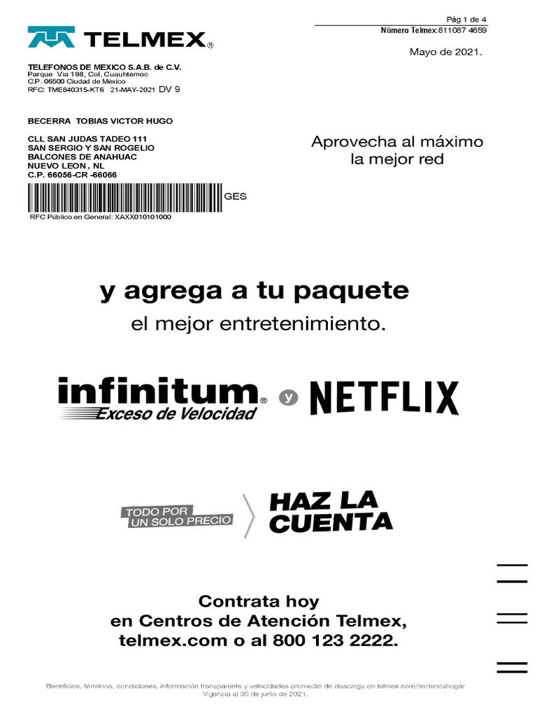 Recibo Telmex | PDF