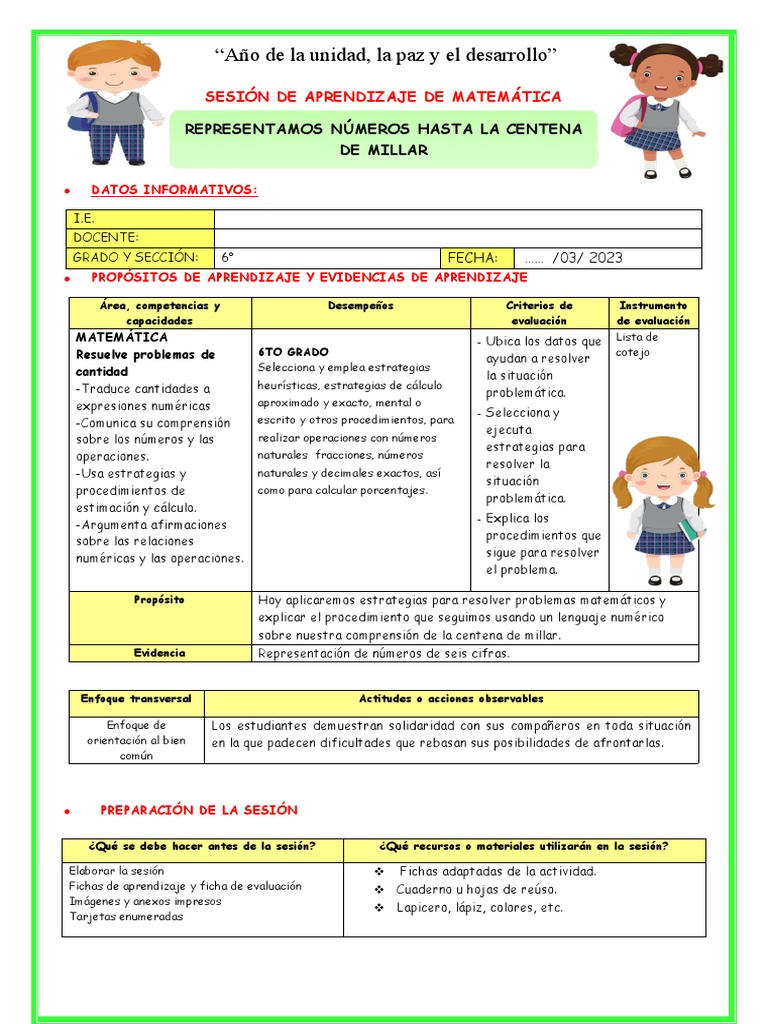 Ses-Lun-Mat-Representamos Números Hasta La Centena de Millar | PDF ...