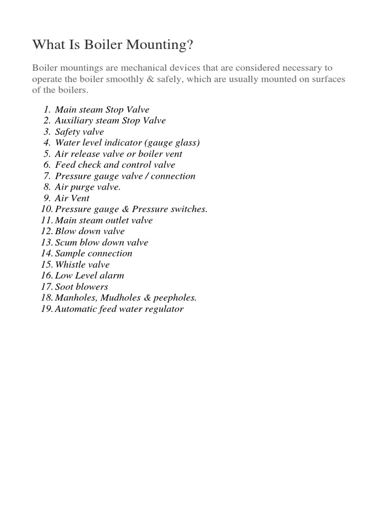 Understanding Boiler Mountings & Accessories | PDF | Boiler | Valve