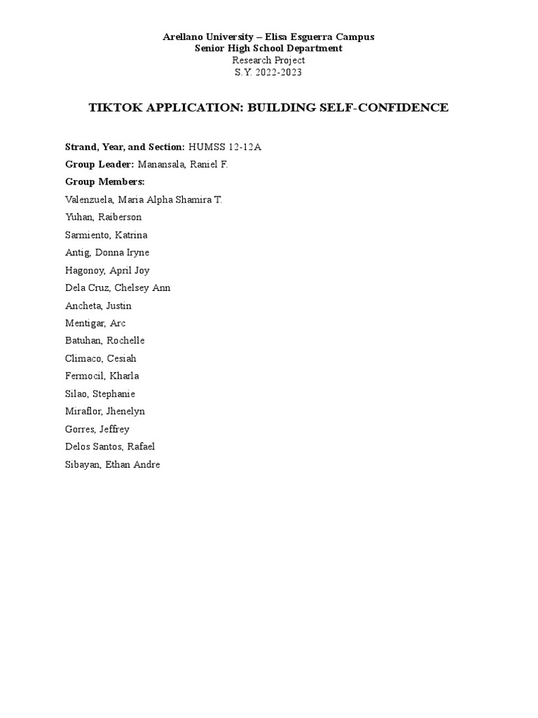 Tiktok Application Building Self Confidence Download Free Pdf