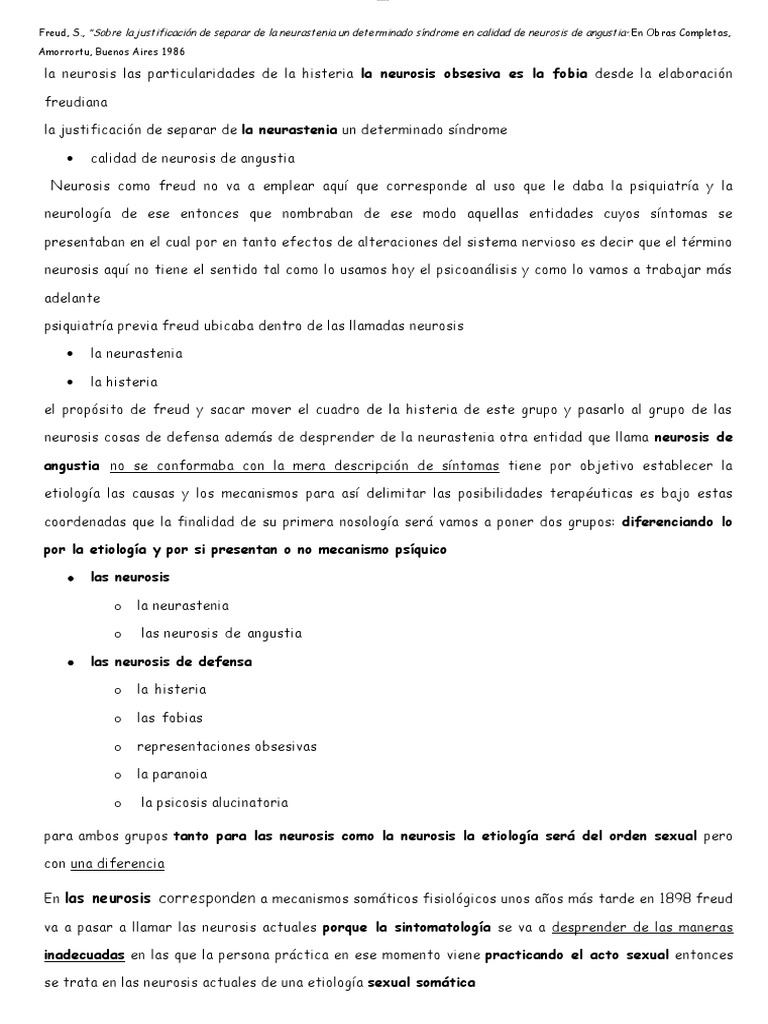 Neurosis Actuales 1 | PDF | Neurosis | Sigmund Freud
