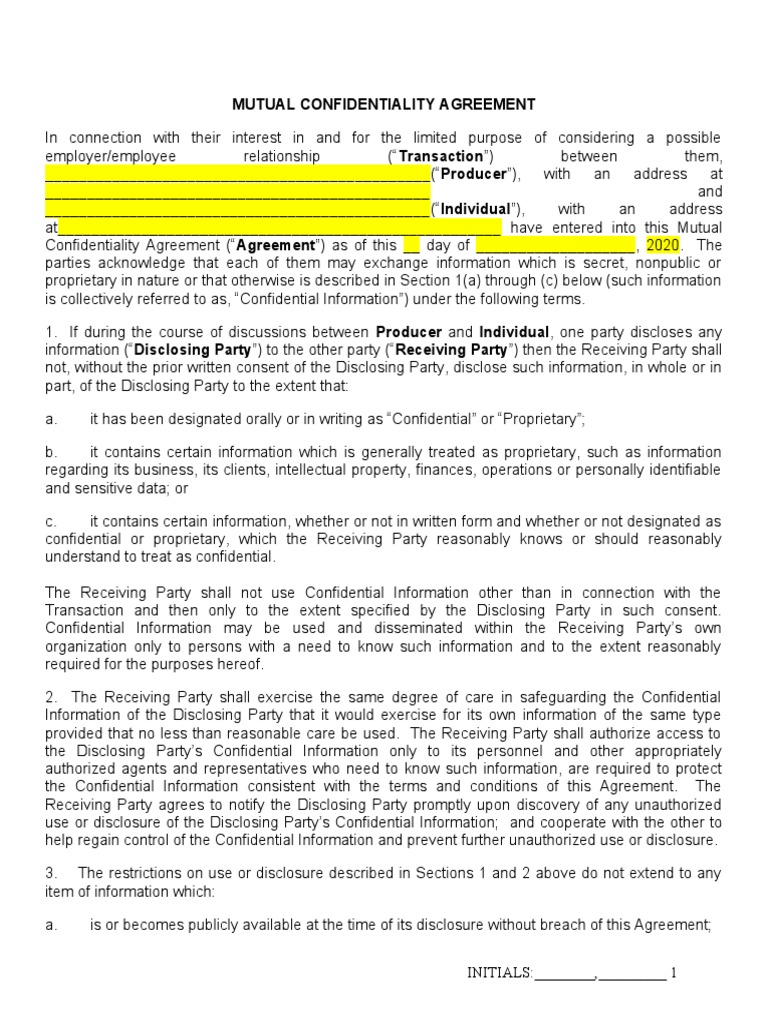 Mutal Confidentialty Agreement (MNDA) CREAM | PDF | Confidentiality ...