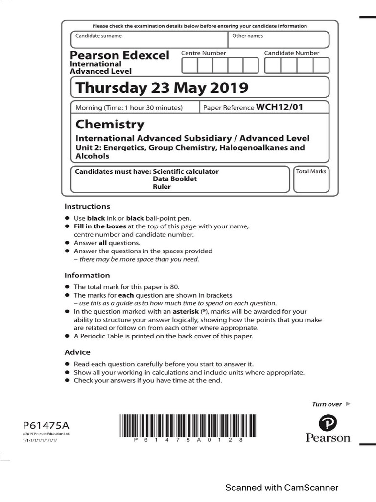 June 2019 QP - Unit 2 Edexcel Chemistry A-Level | PDF