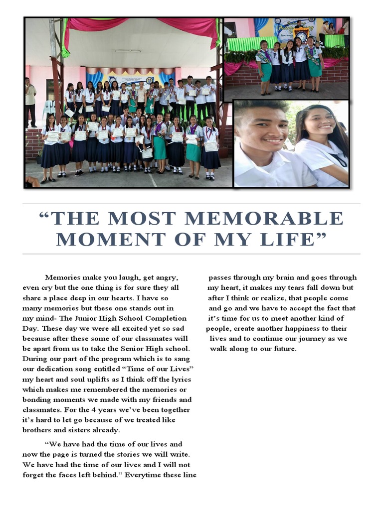 The Most Memorable Moments of My Life | PDF