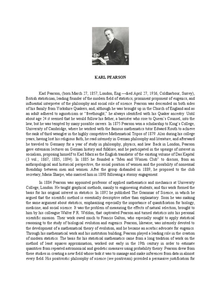 Karl Pearson | PDF | Statistics | Science