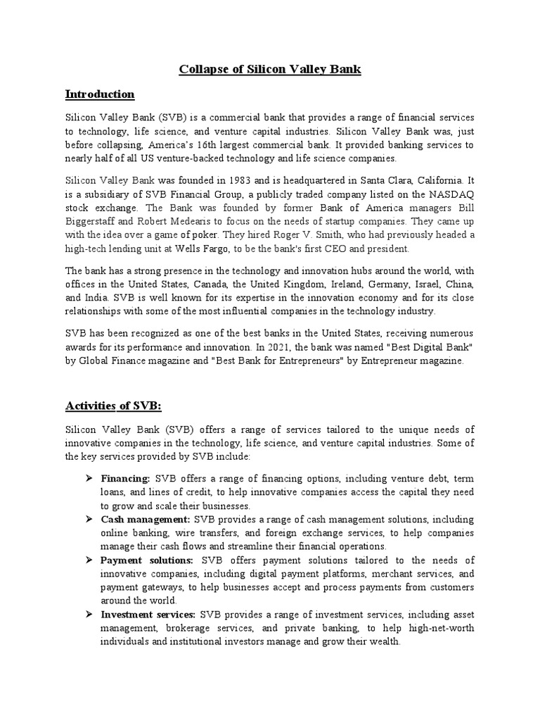 Collapse of Silicon Valley Bank | PDF | Banking | Financial Economics