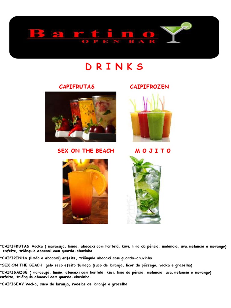 Cardápio de Drinks e Caipirinhas | PDF