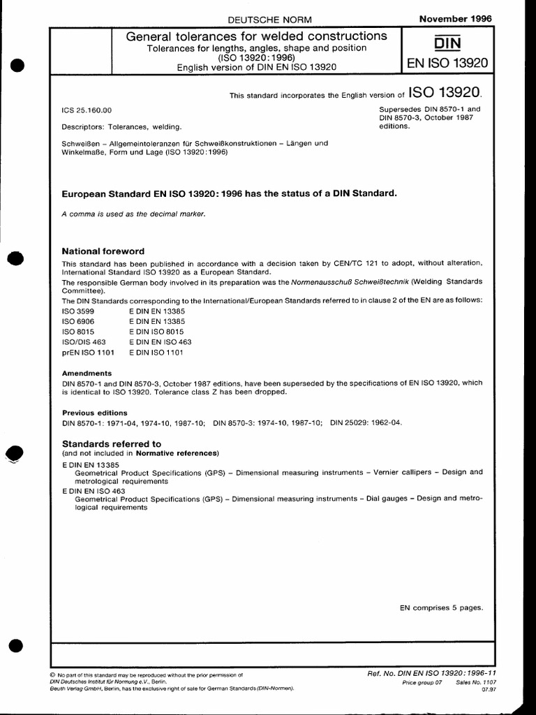 ISO 13920 - Tolerâncias para Juntas Soldadas | PDF | Engineering ...