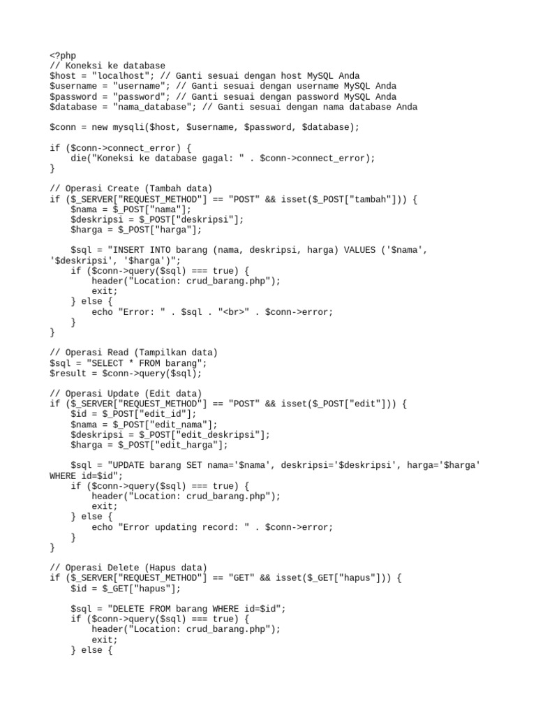 Program Crud Sederhana | Download Free PDF | Sql | Computer Data