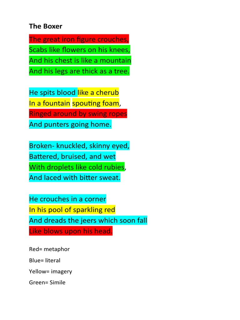 The Boxer: A Poetic Analysis | PDF