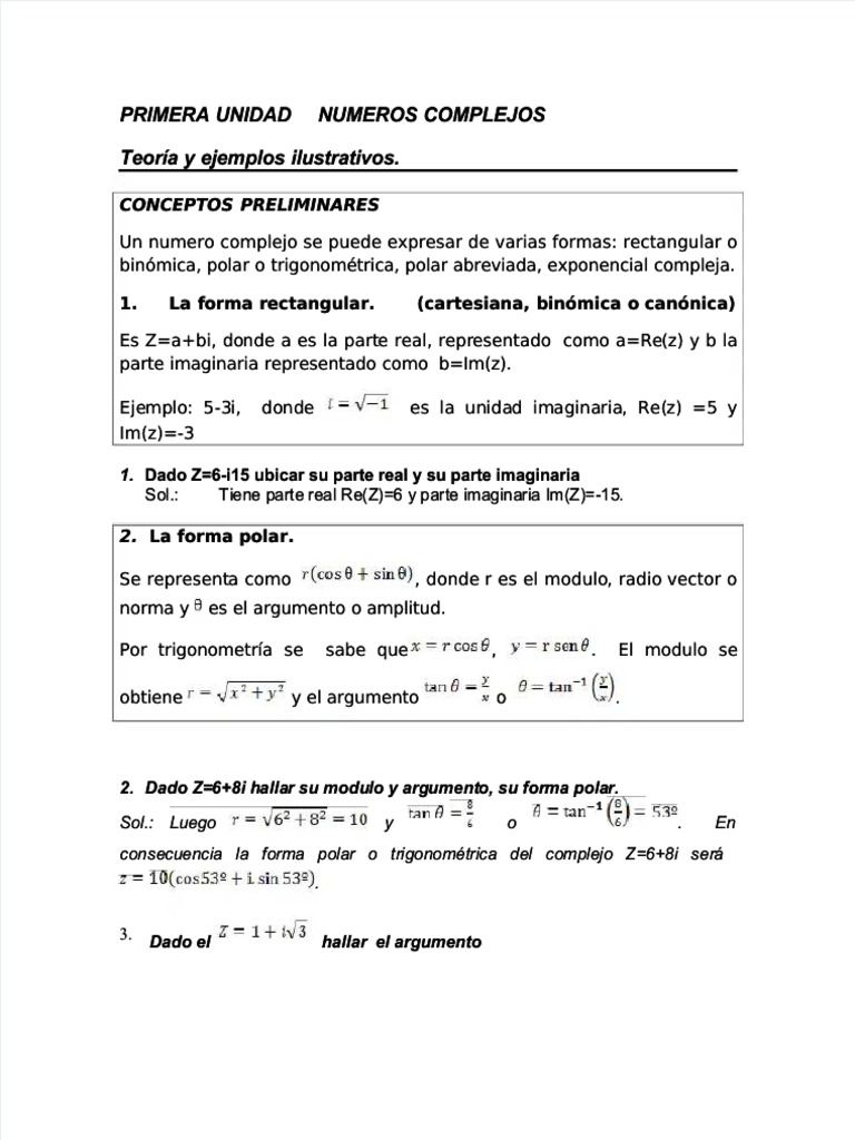 PDF Ejercicios Resueltos Numeros Complejos Compress | PDF | Número ...