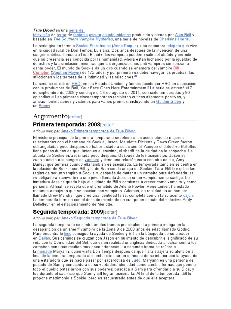 True Blood | PDF | Sangre verdadera | Novelas de vampiros