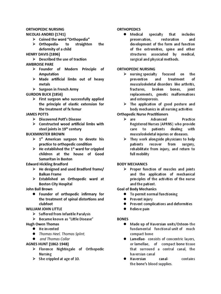 Orthopedic Nursing Pdf Bone Orthopedic Surgery