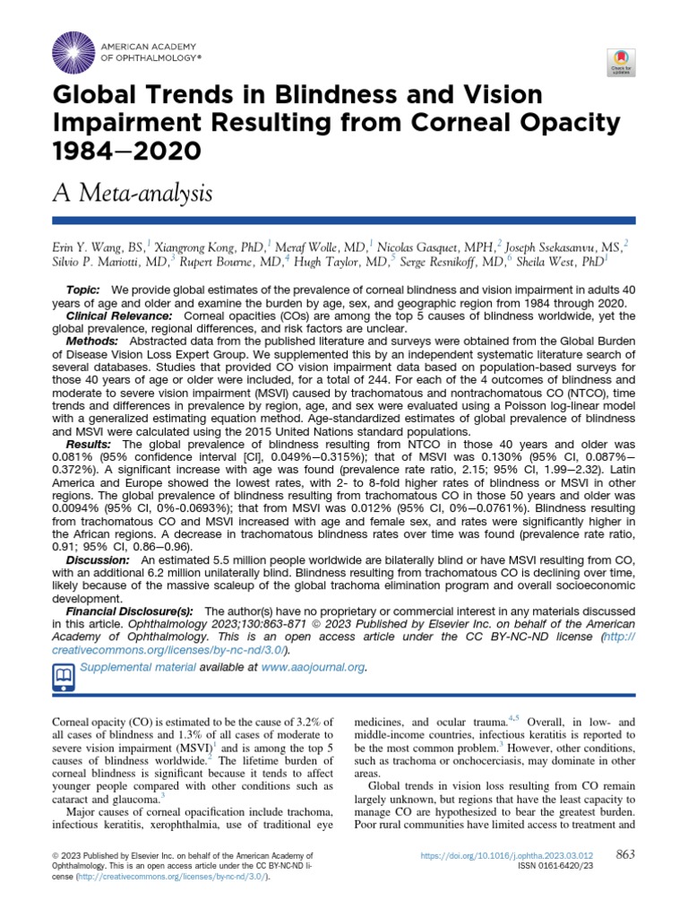 Global Trends in Blindness and Vision | PDF | Visual Impairment ...
