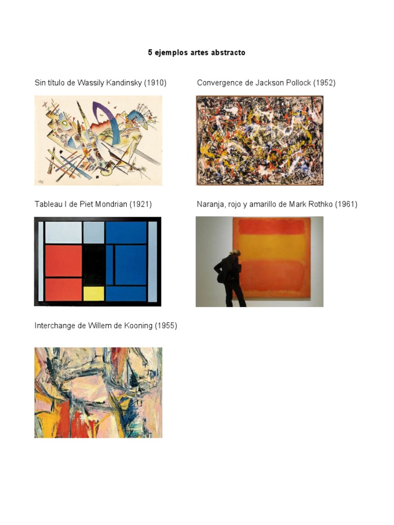 5 Ejemplos Artes Abstracto y 5 Ejemplos Arte Figurado | PDF