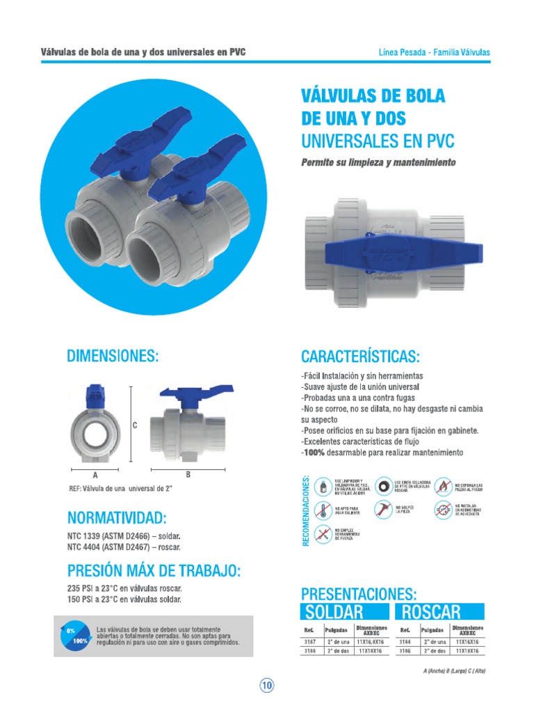 Ficha Tecnica Valvula Bola 2 Universales | PDF