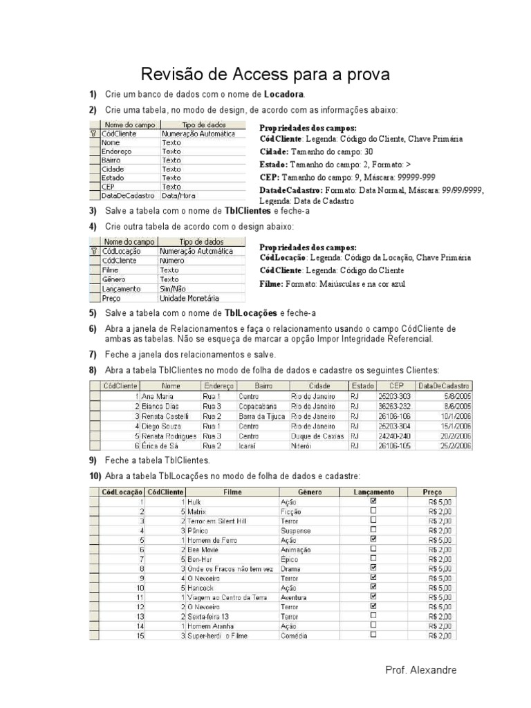Revisão de Access | PDF | Gestão de dados | Informática