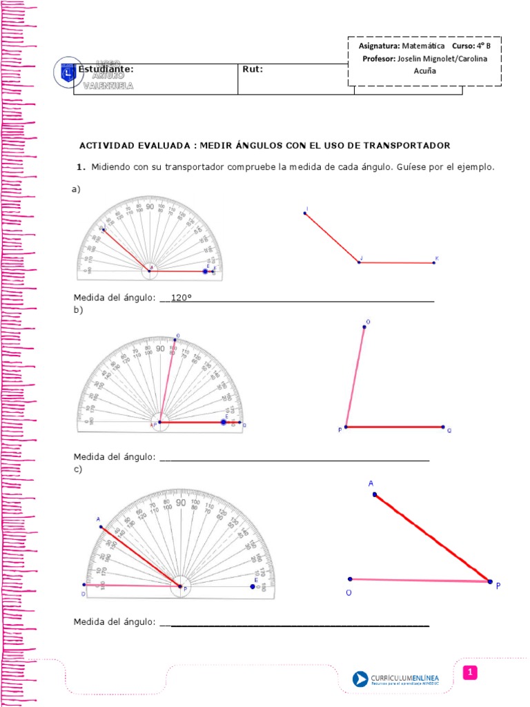 Actividades para Medir Ángulos en Primaria | PDF