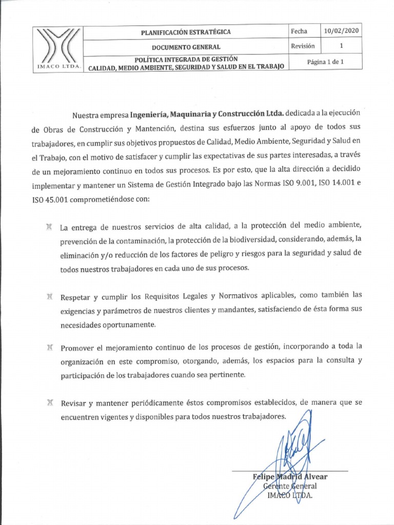 Politica SGI (Rev.1) | PDF