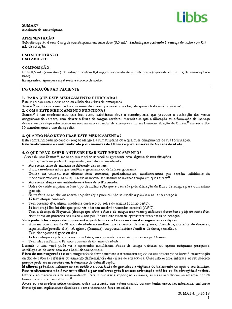 Sumax Injetavel Bula Paciente 1 | PDF | Hipertensão | Gravidez