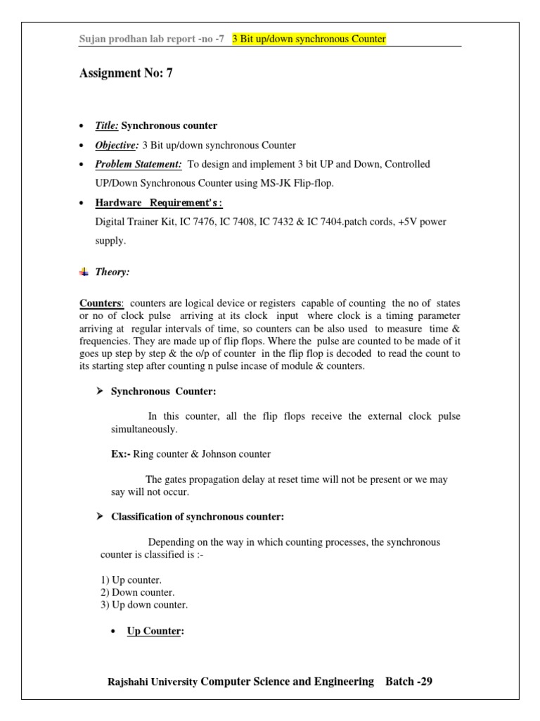 3 Bit Synchronous Up Counter Mod 8 | PDF | Electronics | Information And Communications Technology
