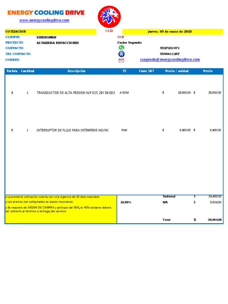 SINERGMAN ALTABRISA REFACCIONES-Enero 2023 | PDF