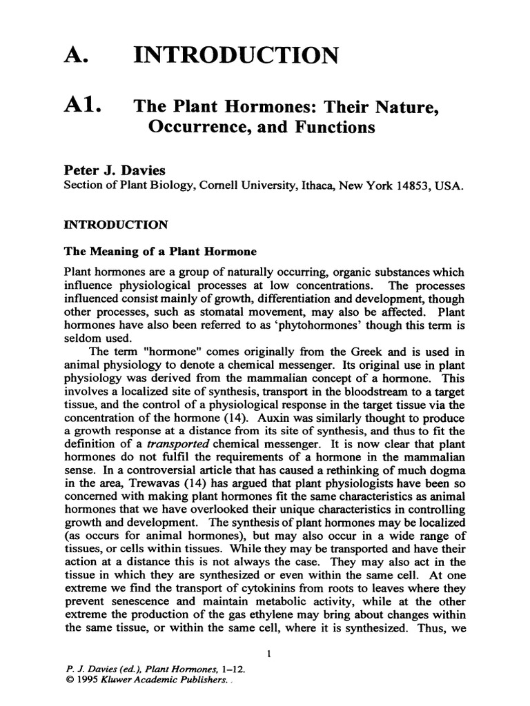 The Plant Hormones Peter Davies | PDF | Plant Hormone | Auxin