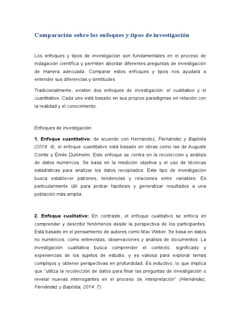 Comparación Sobre Los Enfoques y Tipos de Investigación | PDF ... Comparación Sobre Los Enfoques y Tipos de Investigación | PDF ...