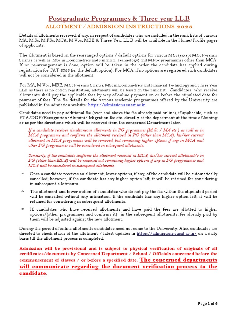 PG Alottment Instructions Revised1686897104 | PDF | Debit Card | Payments