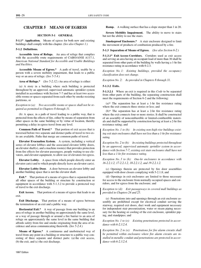 NFPA 101 Means of Egress Requirements | PDF | Door | Stairs