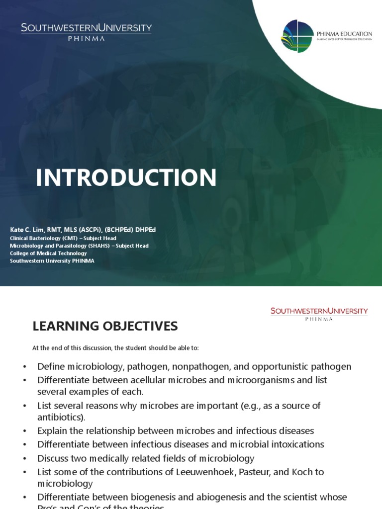 WEEK 1 Lecture - Introduction - Student's | PDF | Microbiology | Microorganism