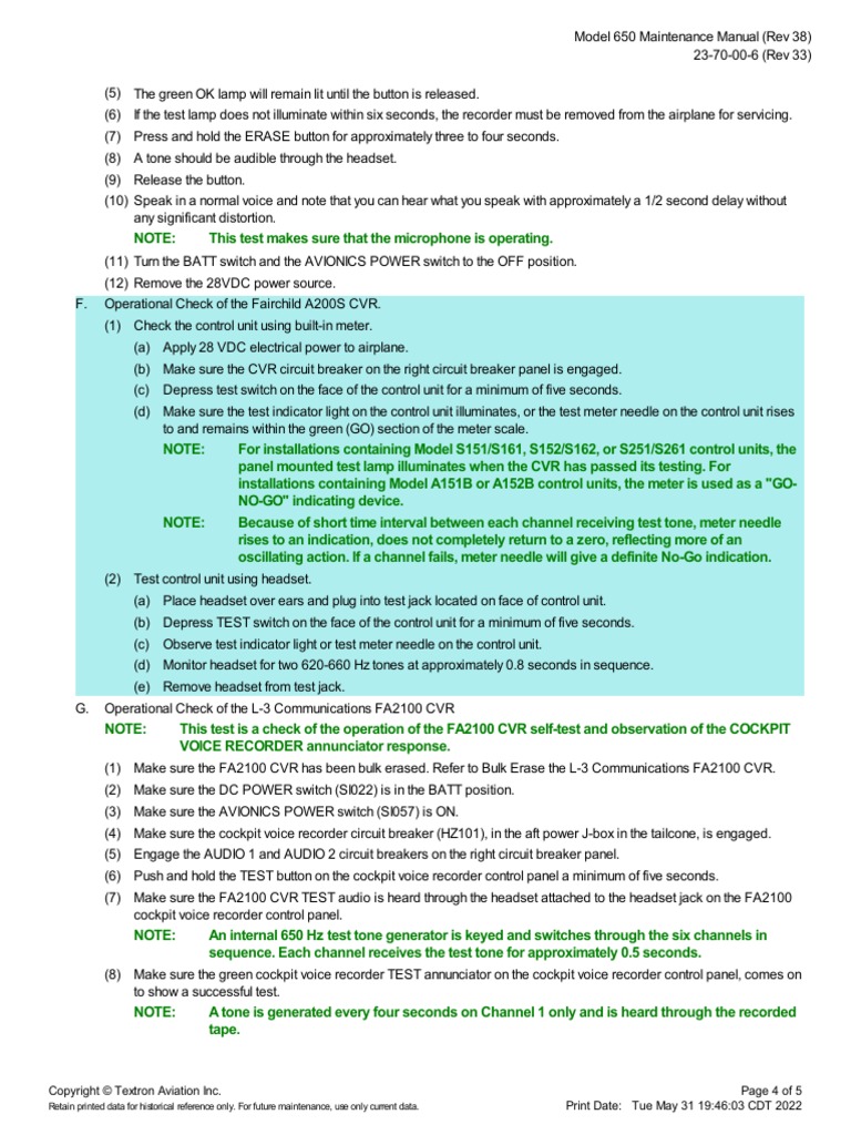 Cockpit Voice Recorder Inspection Check | PDF | Flight Recorder ...