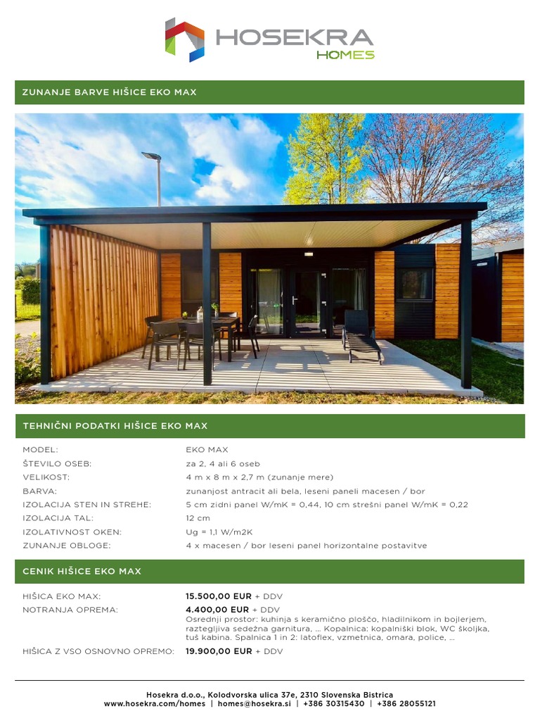 Katalog Cenik Mobilne Hiske Hosekra Eko Max 1122 | PDF