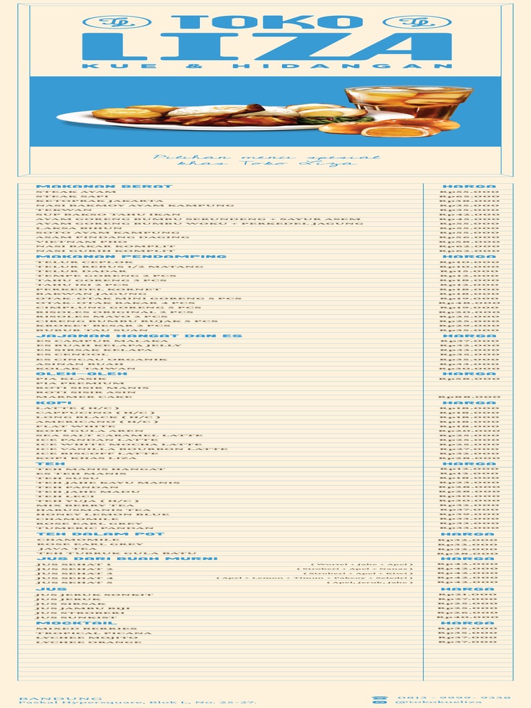 Menu Spesial Toko Liza Bandung | PDF