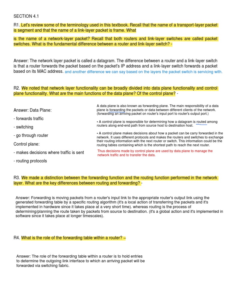 Chapter 4 Questions | PDF | Internet Protocols | Router (Computing)