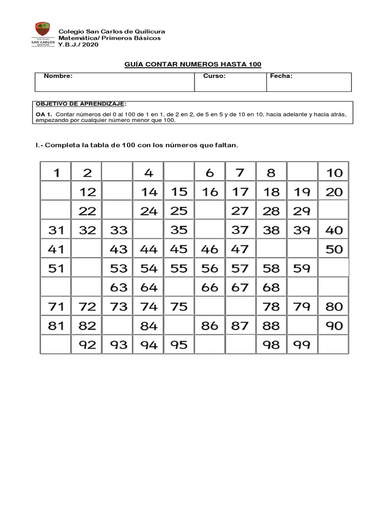 Guía de Dibujos Matemáticos hasta 100 | PDF