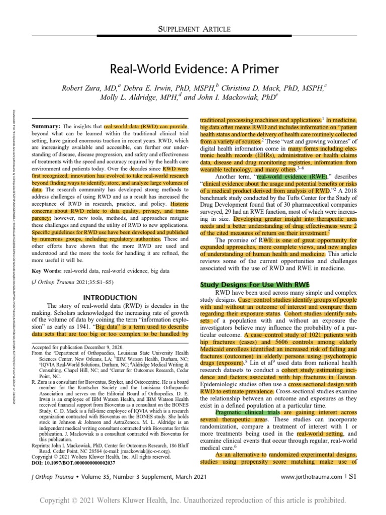 Real World Evidence A Primer.2 | PDF | Clinical Trial | Pharmacovigilance