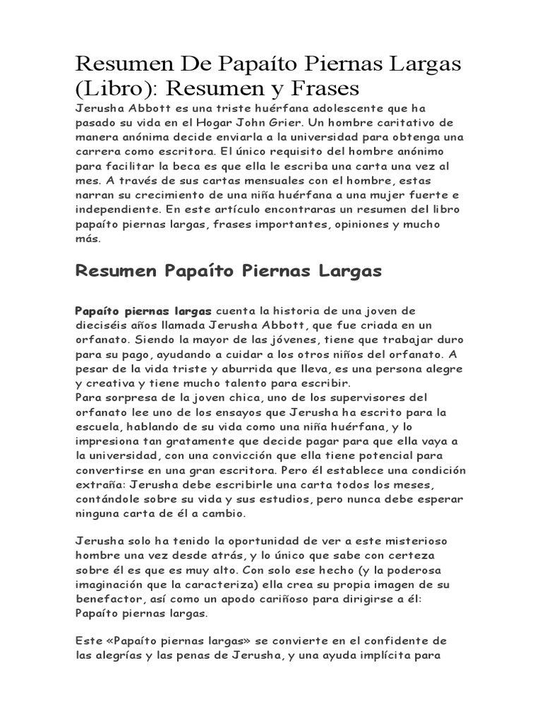 Resumen de Papaíto Piernas Largas | PDF